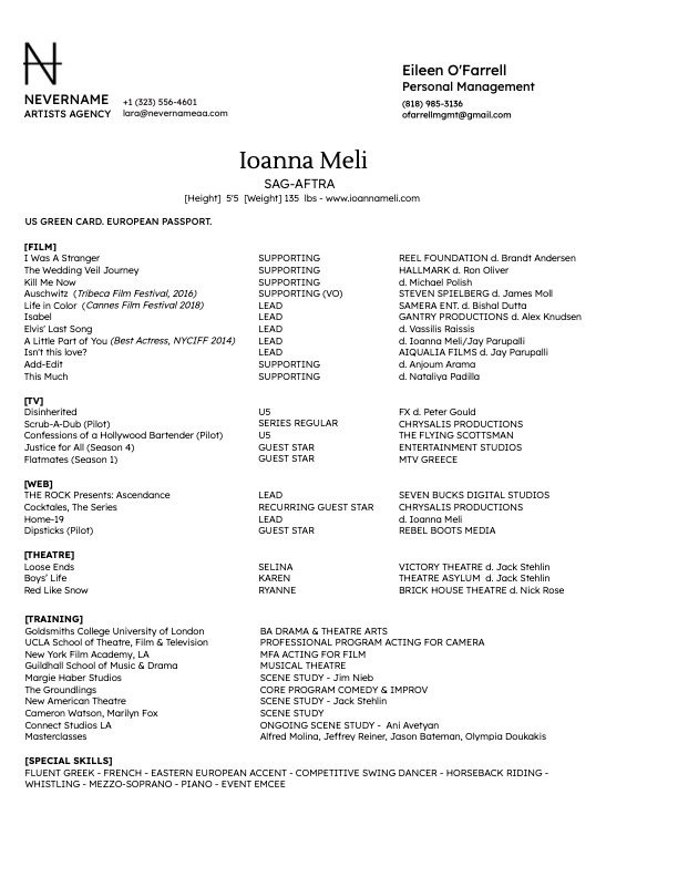 Resume – Ioanna Meli